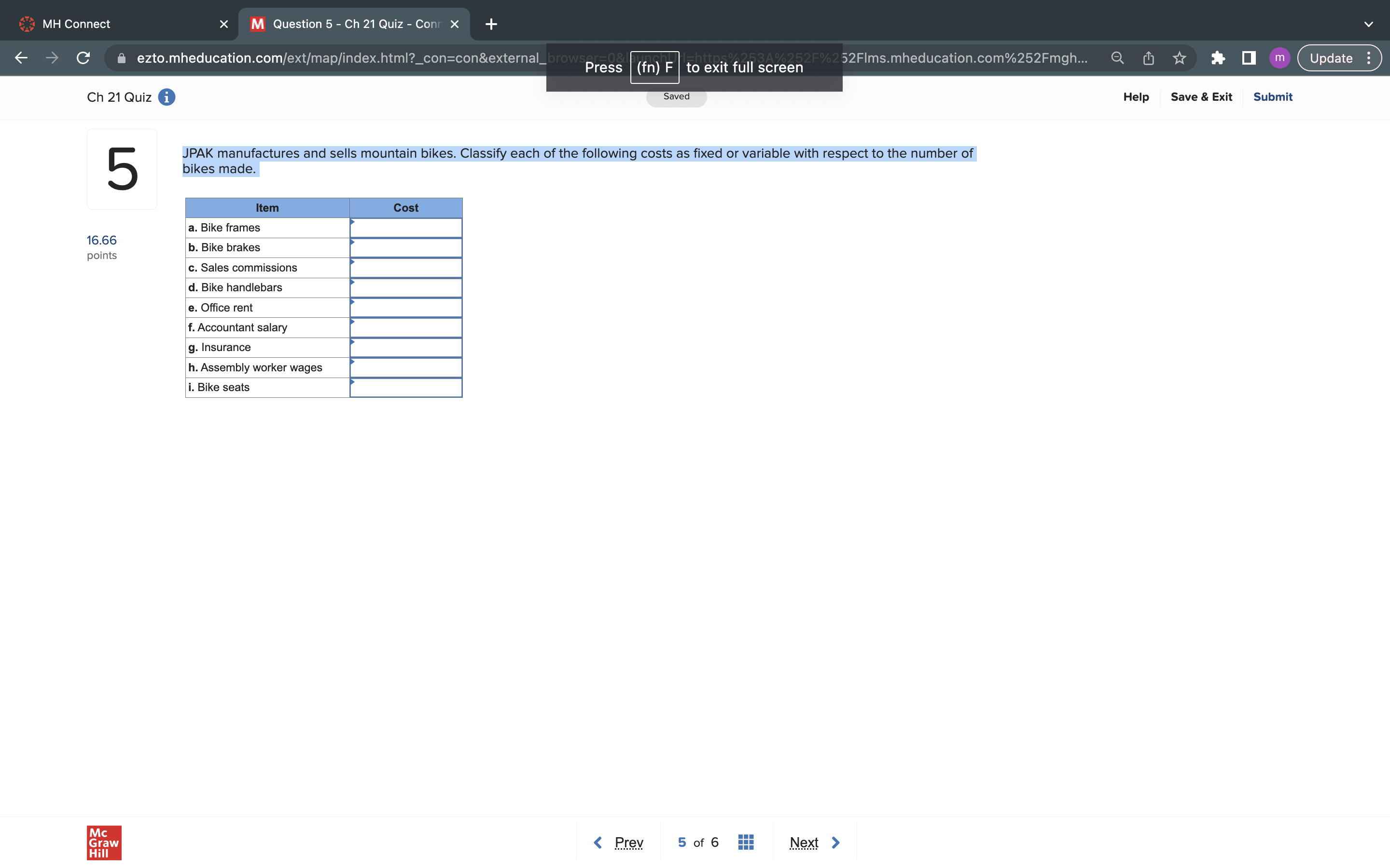 Solved JPAK manufactures and sells mountain bikes. Classify | Chegg.com