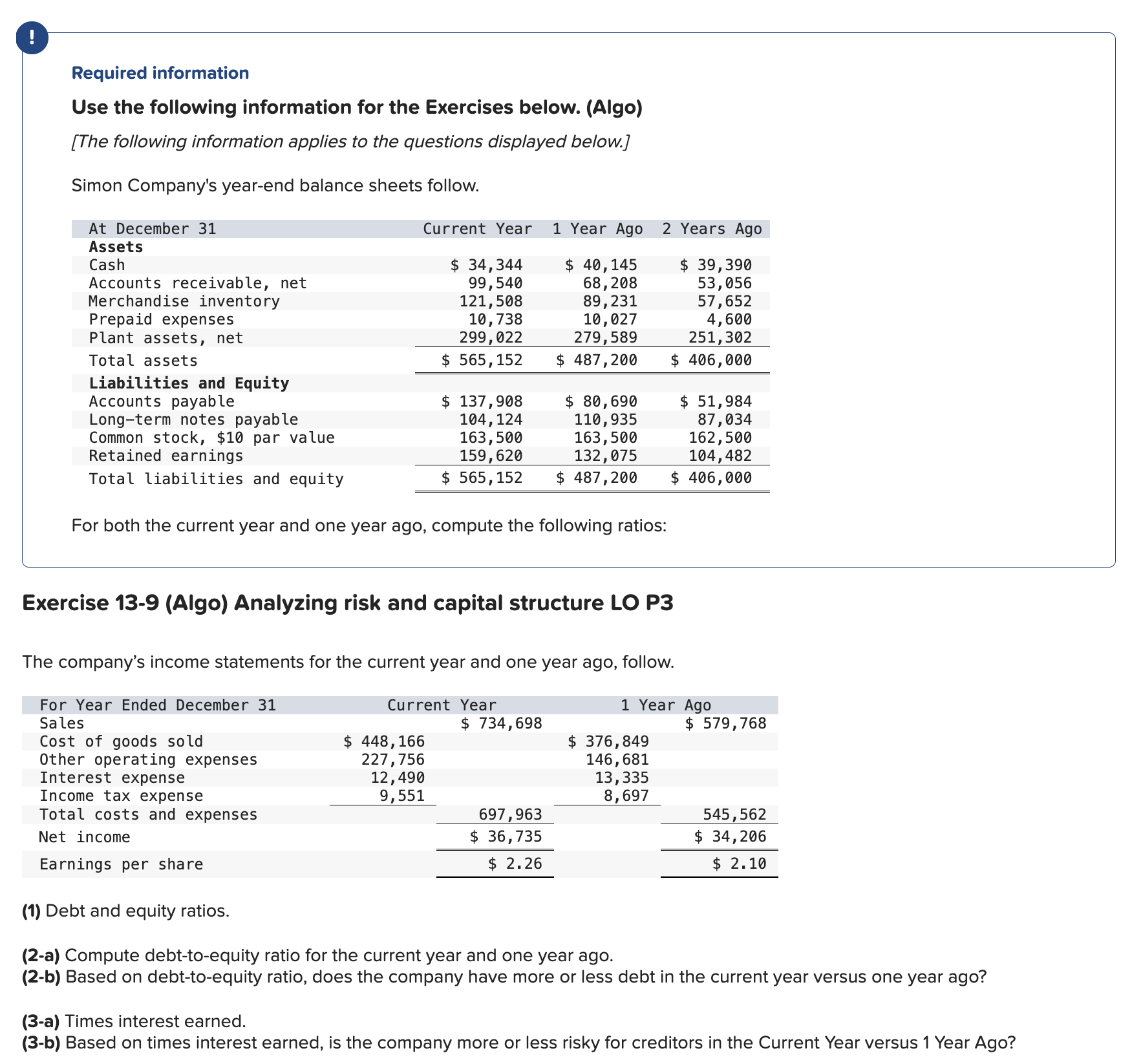 Solved Based on times interest earned, is the company more | Chegg.com
