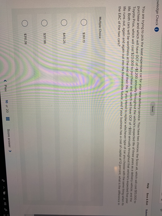 Solved owledge Check Help Save &Exit Submi You are trying to | Chegg.com