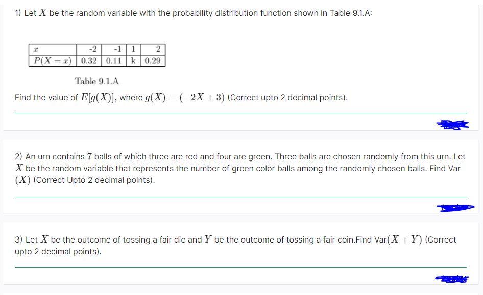 Solved 1) Let X be the random variable with the probability | Chegg.com