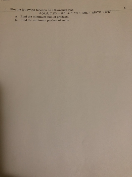 Solved 1. Plot the following function on a Karnaugh map. | Chegg.com