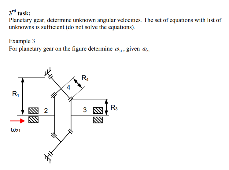 Solved 3rd task: Planetary gear, determine unknown angular | Chegg.com