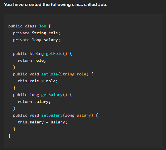 Solved You have created the following class called Job: | Chegg.com