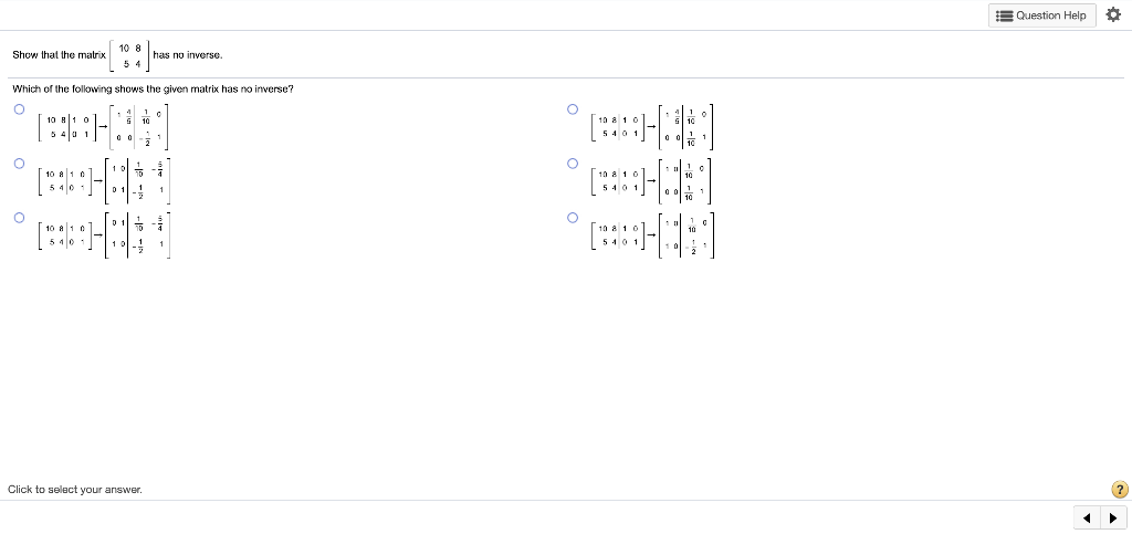 Solved Question Help o Show that the matrix 10 & .4 has no | Chegg.com