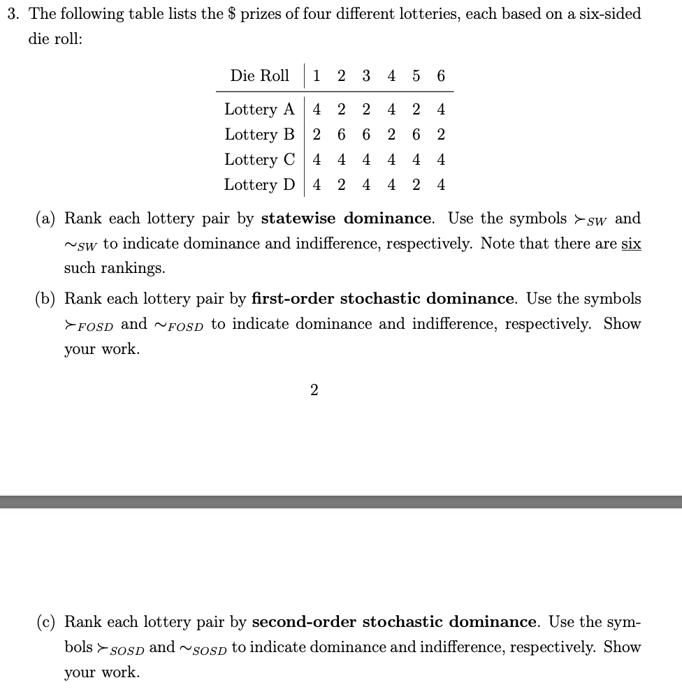 Solved The following table lists the $ prizes of four | Chegg.com