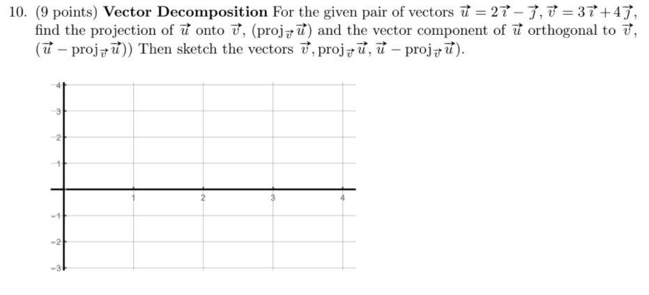 Solved 10. (9 points) Vector Decomposition for the given | Chegg.com