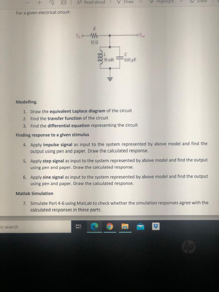 Solved + A9 Read aloud V Draw Highlight Erase For a given | Chegg.com