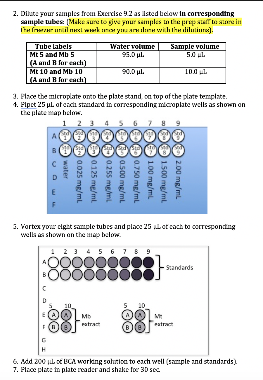 Exercise 9.3 The Bicinchoninic acid (BCA) assay for | Chegg.com