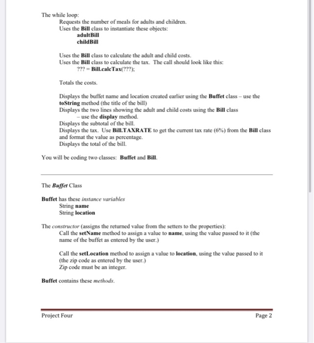 Solved please write the Java codes for the three classes | Chegg.com