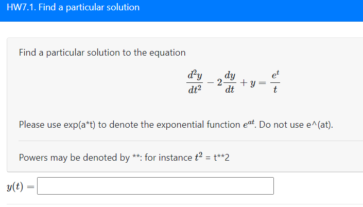 Solved Hw7 1 Find A Particular Solution Find A Particular
