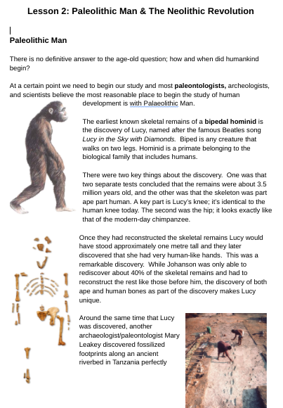 Solved Lesson 2: Paleolithic Man & The Neolithic Revolution | Chegg.com