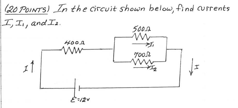 Solved In the circuit shown below, find currents I, I1, and | Chegg.com
