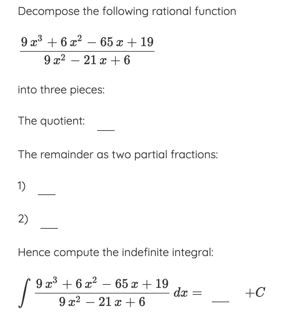 Solved Decompose the following rational function 9 23 + 6 x2 | Chegg.com