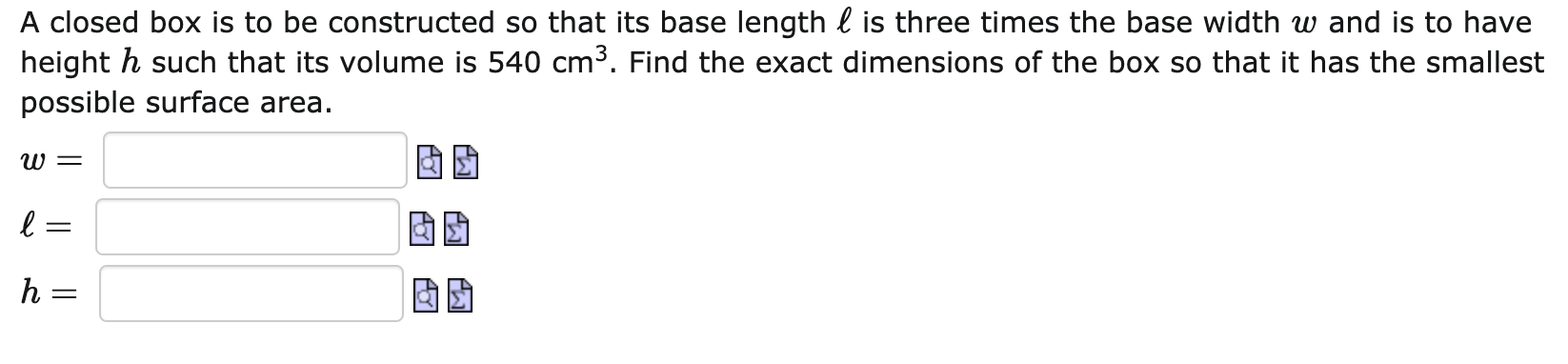 Solved A closed box is to be constructed so that its base | Chegg.com