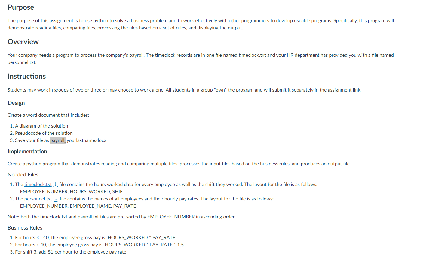 Solved Purpose The purpose of this assignment is to use | Chegg.com