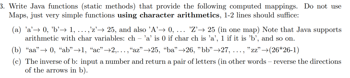 Solved 3. Write Java functions (static methods) that provide | Chegg.com