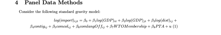 Solved 4 Panel Data Methods Consider the following standard | Chegg.com