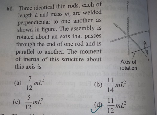 Solved 61. Three identical thin rods, each of length L and | Chegg.com