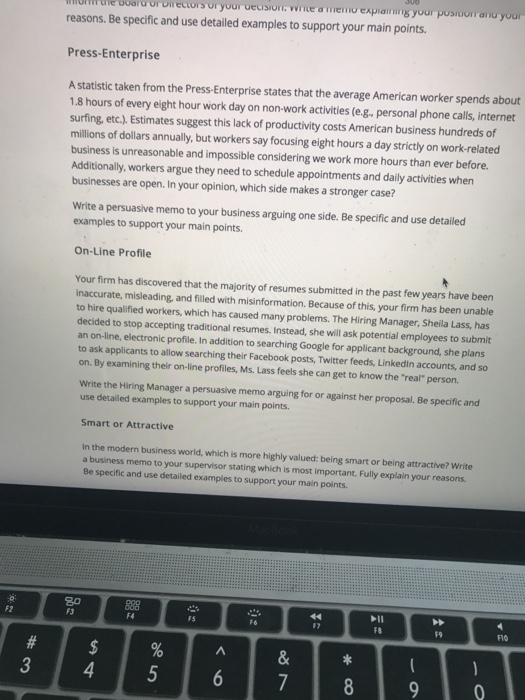 Solved 306 Management 306 Final Memo Write a business memo | Chegg.com