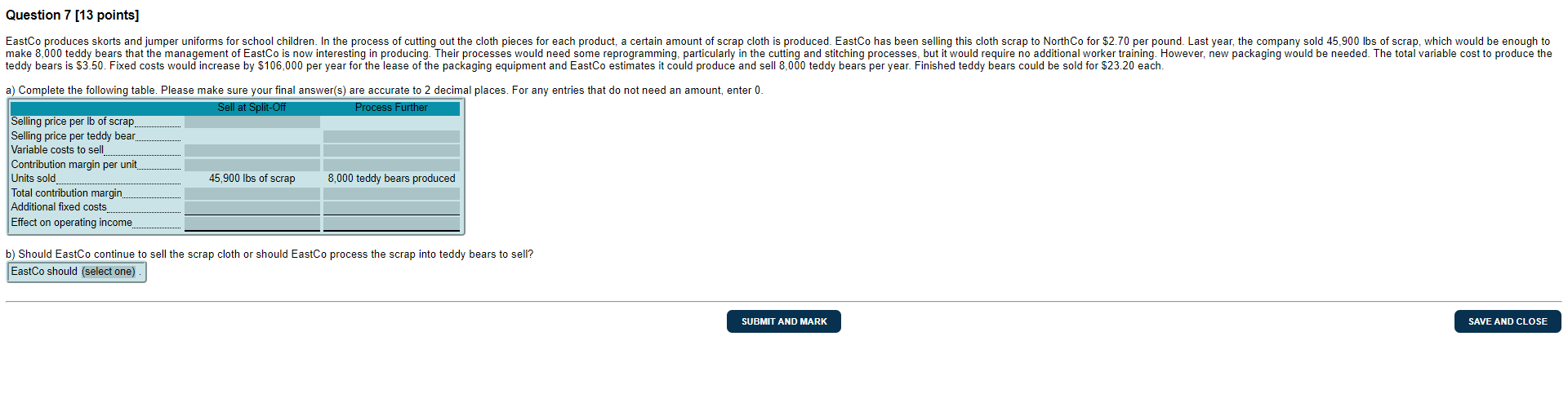Solved Question 7 [13 ﻿points]a) ﻿Complete the following | Chegg.com