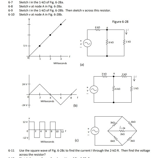 Solved 6-7 6-8 6-9 6-10 Sketch i in the 1-kn of Fig. 6-28a. | Chegg.com