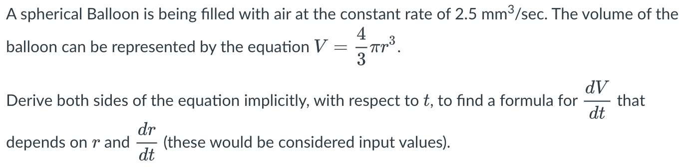 Solved A spherical Balloon is being filled with air at the | Chegg.com