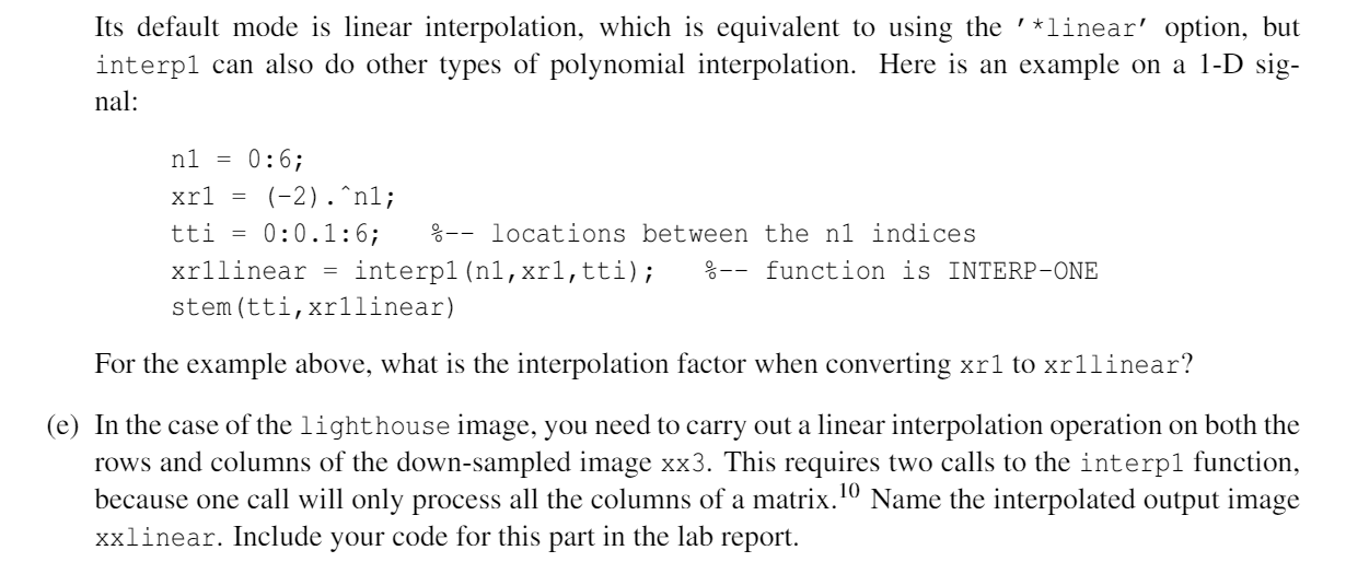 Solved Its default mode is linear interpolation, which is | Chegg.com