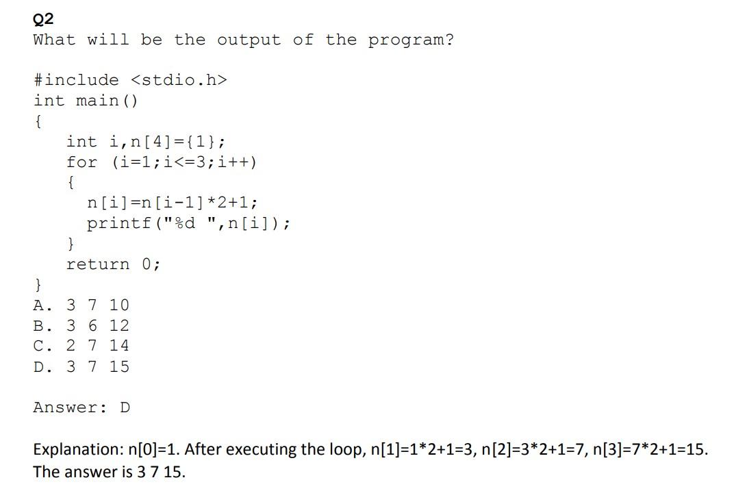 Solved Q2 What will be the output of the program? #include | Chegg.com