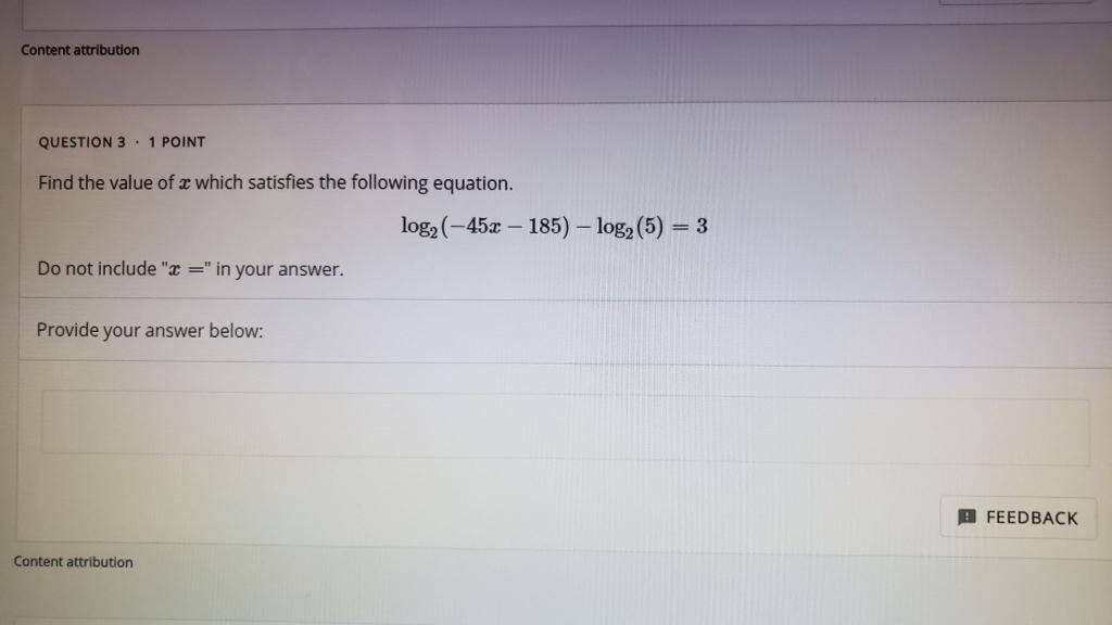 Solved Content attribution QUESTION 3.1 POINT Find the value | Chegg.com