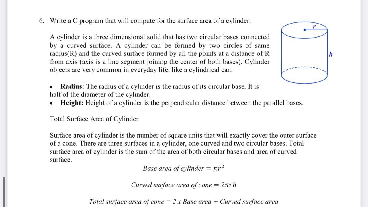 Solved 6. Write a C program that will compute for the | Chegg.com