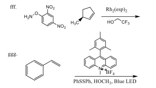 Solved fff. NO2 Rh (esp)2 HuN- HC HOCF3 NO2 ggg. 1 BF4 | Chegg.com