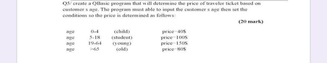 Solved Q5/ create a QBasic program that will determine the | Chegg.com