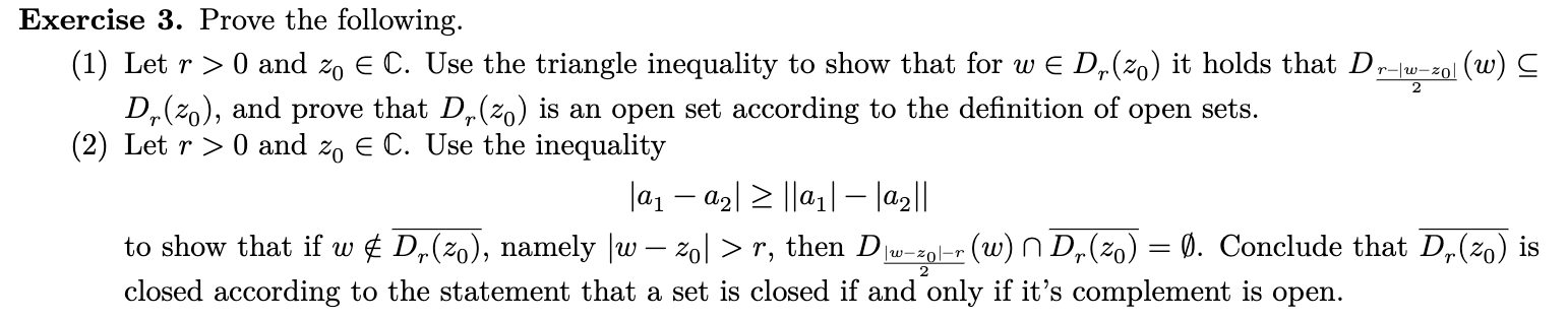 Solved Exercise 3. Prove the following. (1) Let r>0 and | Chegg.com