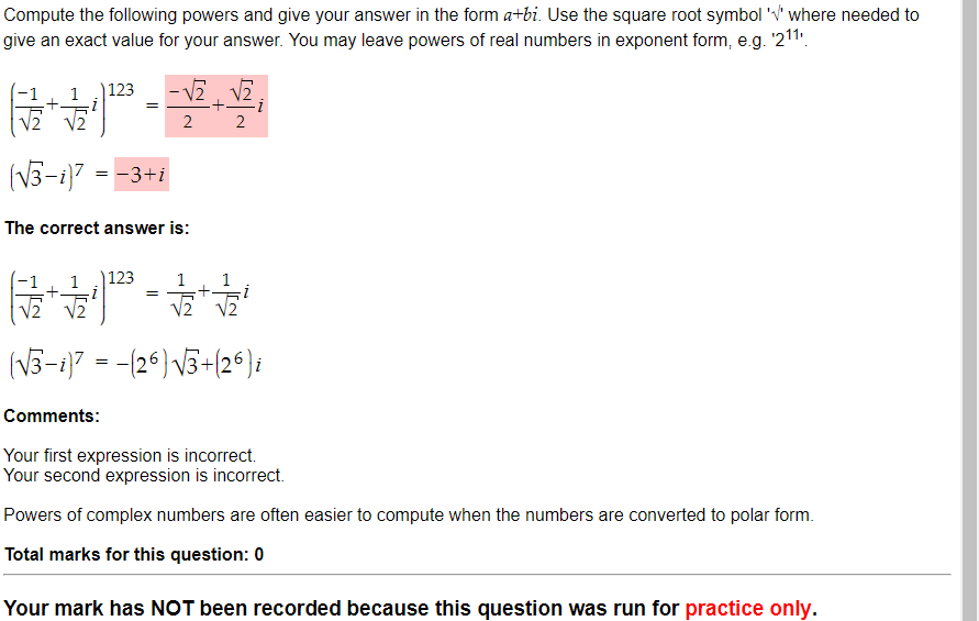 Solved Compute the following powers and give your answer in | Chegg.com
