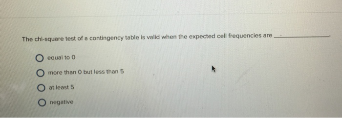 Solved The chi-square test of a contingency table is valid | Chegg.com