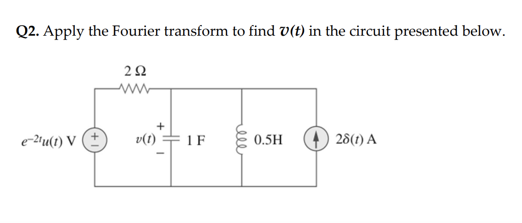 Solved Q2. Apply the Fourier transform to find v(t) in the | Chegg.com