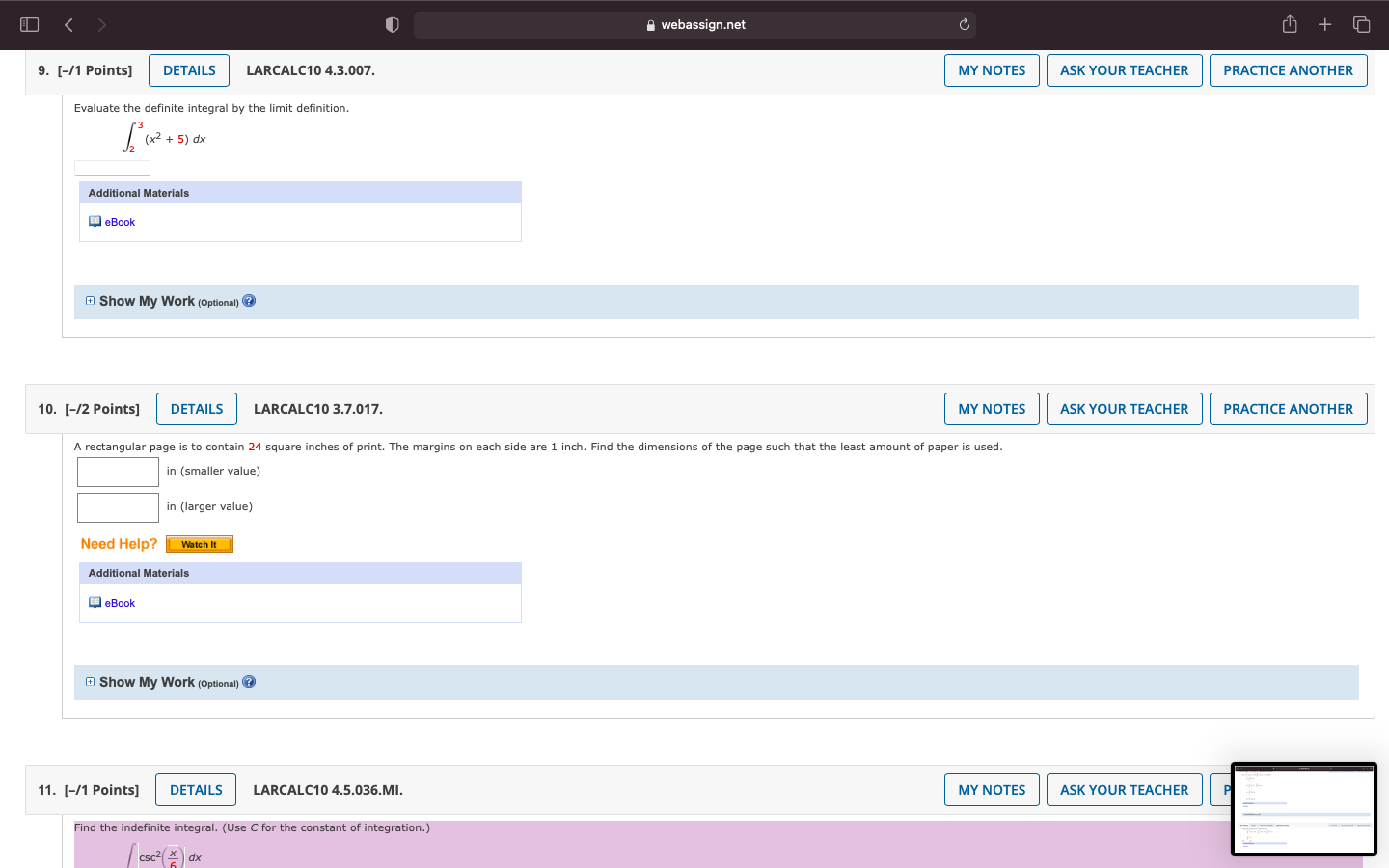 Solved webassign.net + Sketch the region whose area is given | Chegg.com