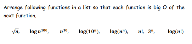 Solved Arrange following functions in a list so that each | Chegg.com
