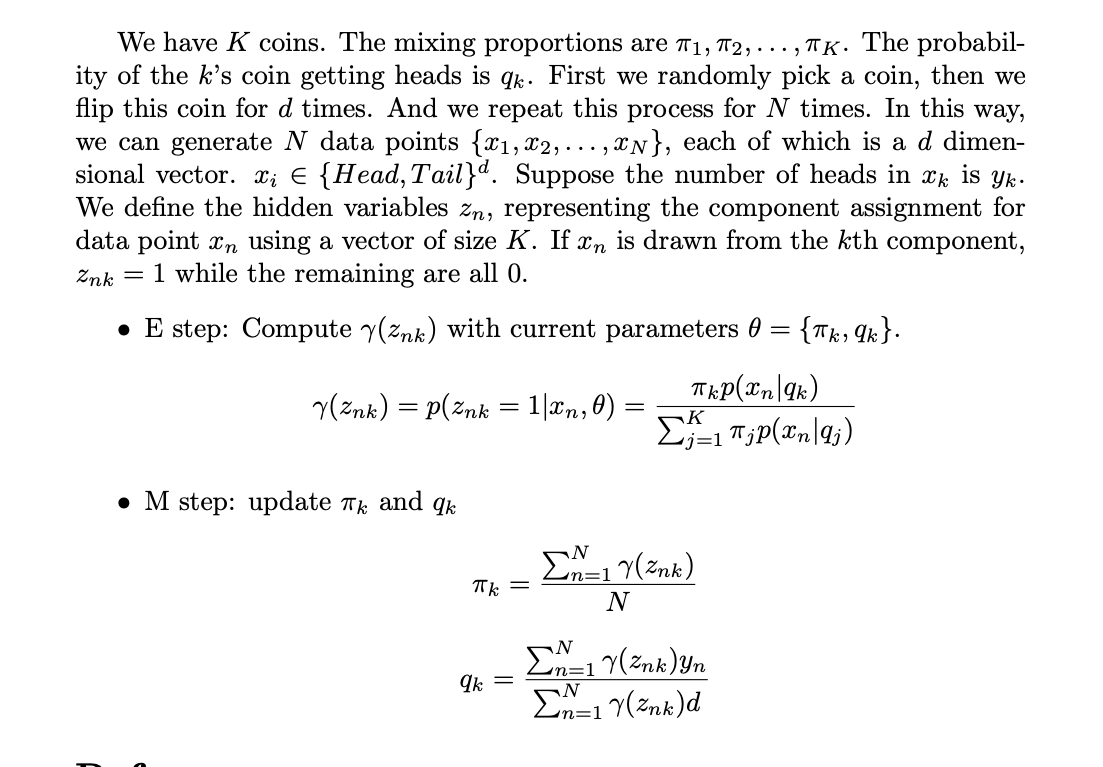 Solved EM for coin flipsThree coins A,B,C with head-prob | Chegg.com
