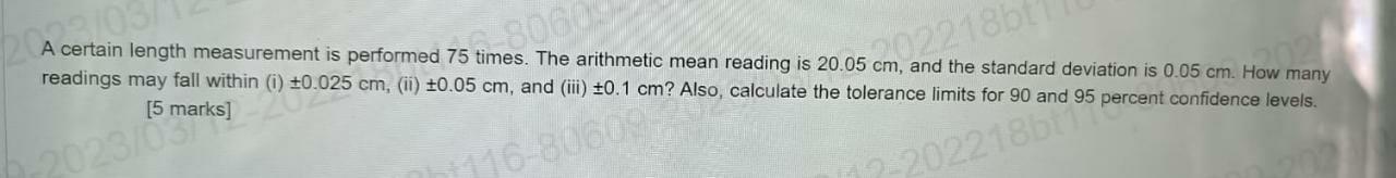 Solved A certain length measurement is performed 75 times. | Chegg.com
