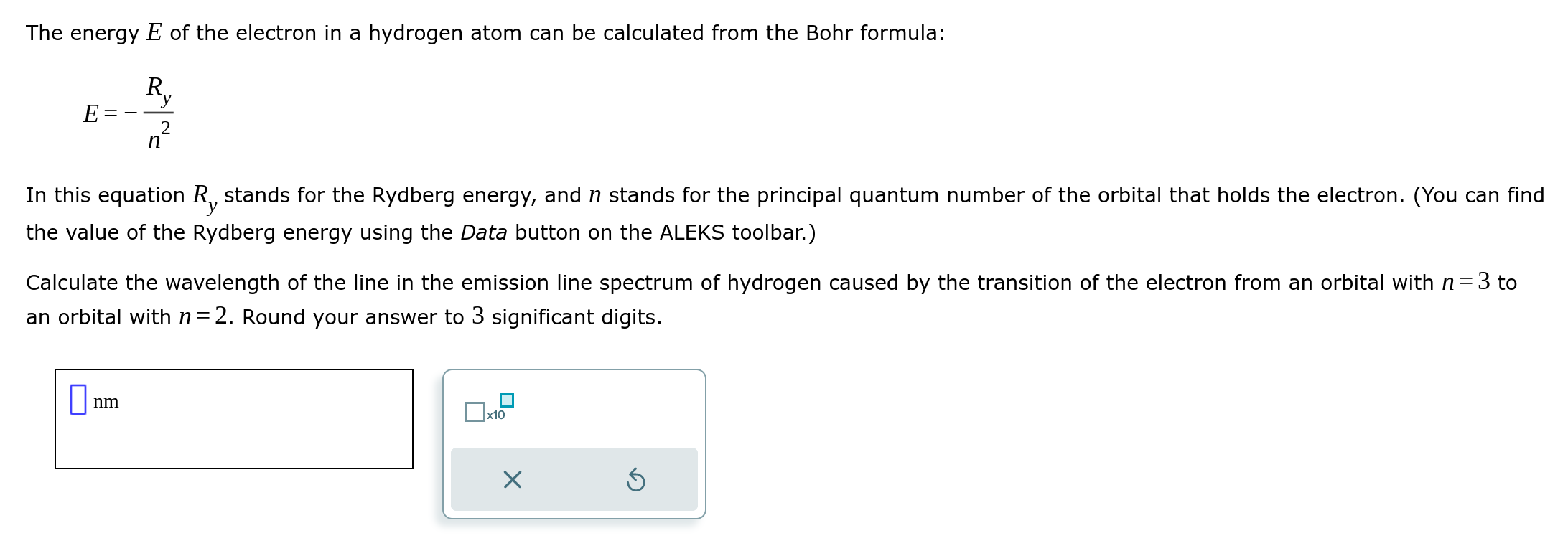 Solved Calculate the wavelength of the line in the emission | Chegg.com