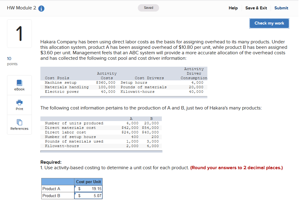 Solved HW Module 2 Saved Help Save & Exit Submit Check my | Chegg.com