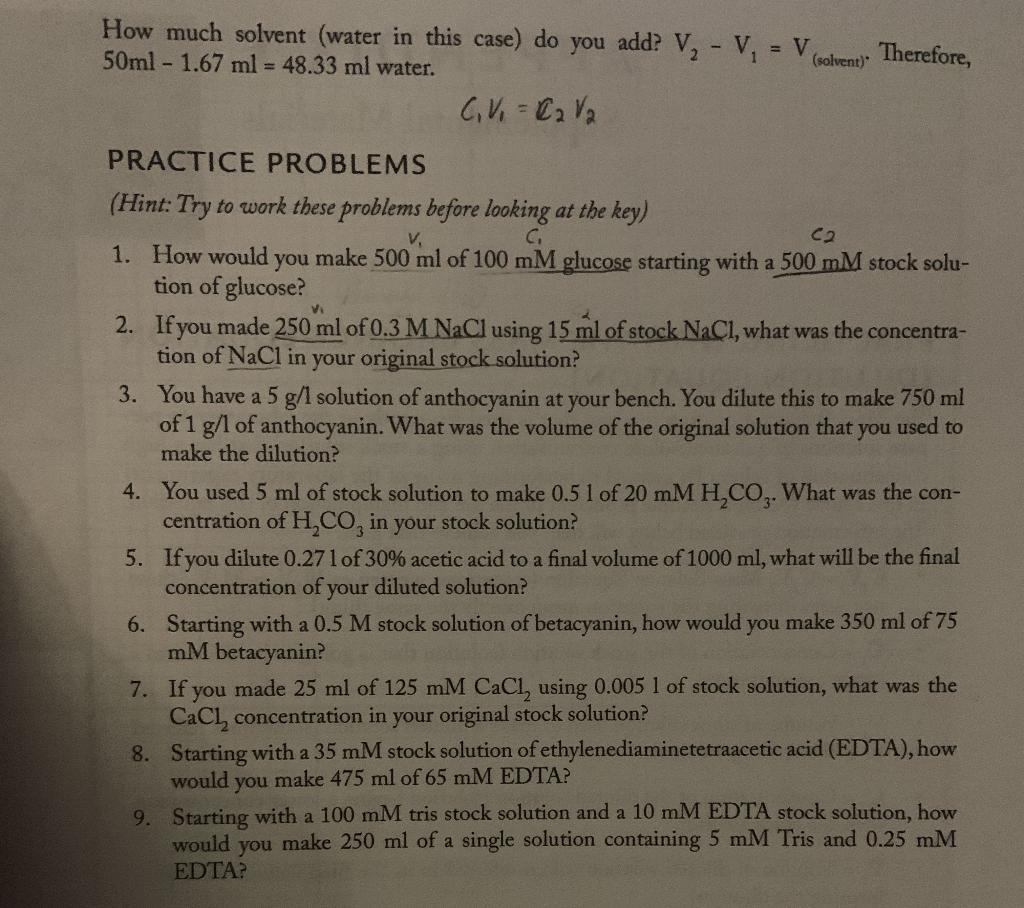 Solved How much solvent (water in this case) do you add? | Chegg.com