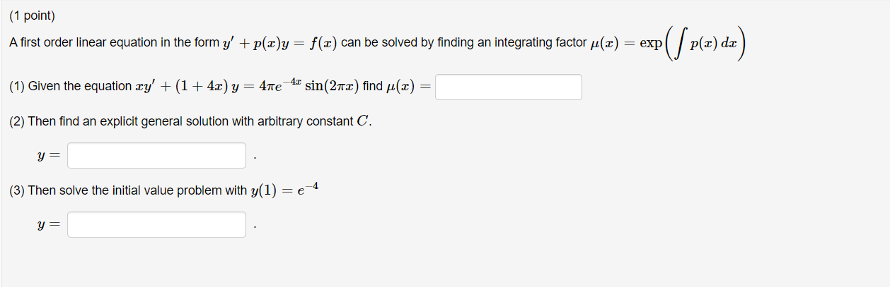 A First Order Linear Equation In The Form