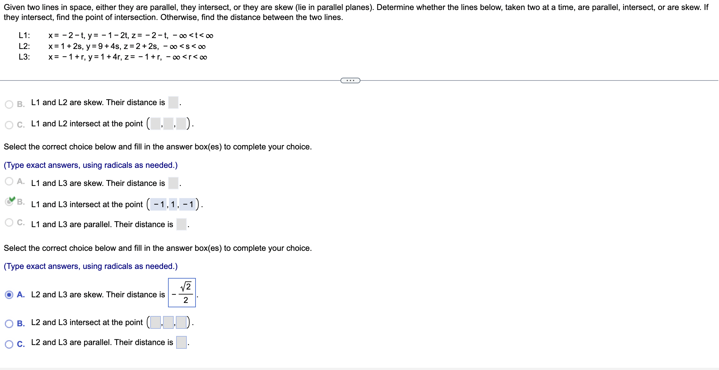 Solved they intersect, find the point of intersection. | Chegg.com