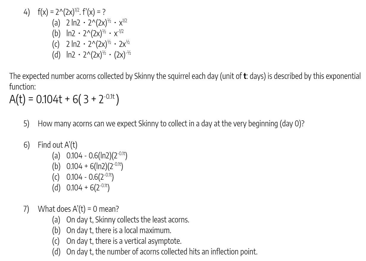 Solved 4) f(x)=2∧(2x)1/2⋅f′(x)= ? (a) 2ln2⋅2∧(2x)1/2⋅x1/2 | Chegg.com