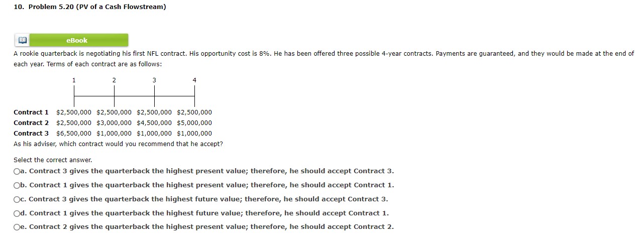 Solved 10. Problem 5.20 (PV of a Cash Flowstream) each year. | Chegg.com