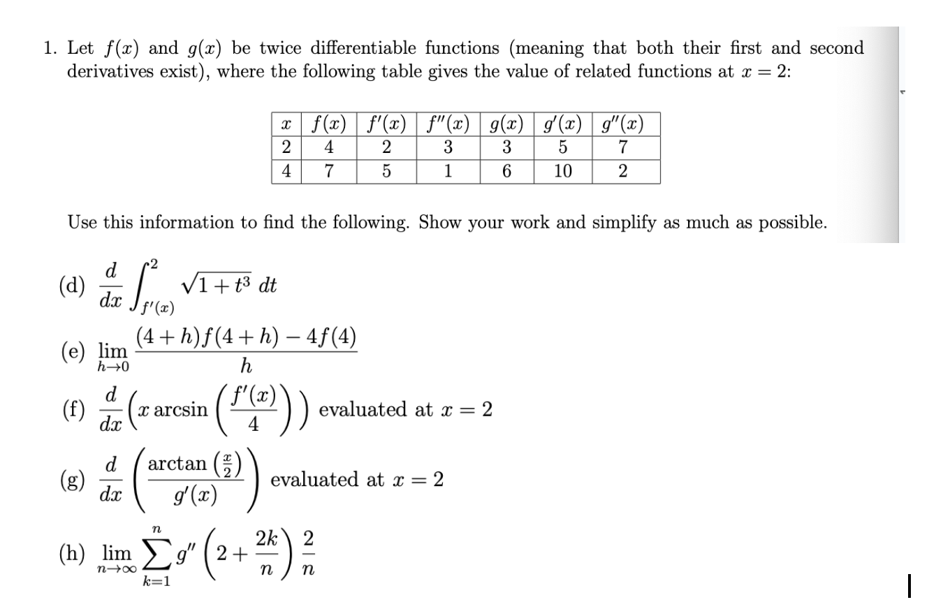 Solved Use this information to find the following. Show your | Chegg.com