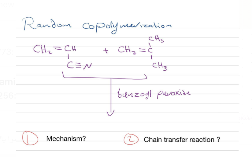 Solved Random copolymerization CH₂=CH 1 CEN + CH₃ CH₂=C CH₃ | Chegg.com