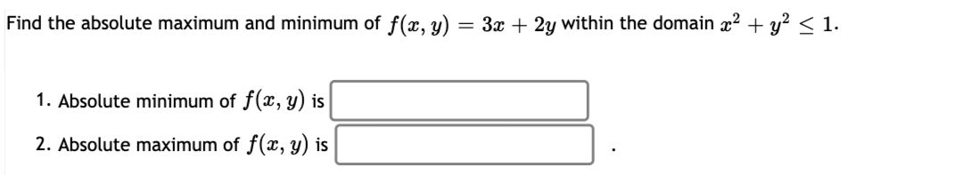 Solved Suppose that f(x, y) = x2 – xy + y2 – 4x + 4y with – | Chegg.com